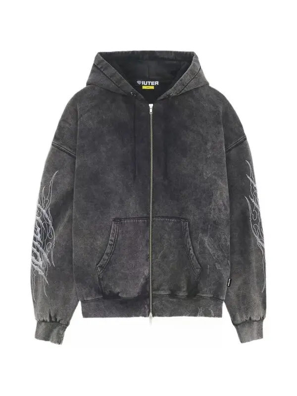 IUTER Tribal Marble-effect Zip-up Hoodie