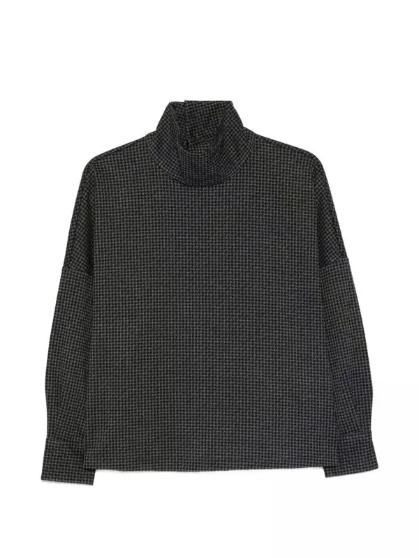 NIU Houndstooth Pattern High Neck Top