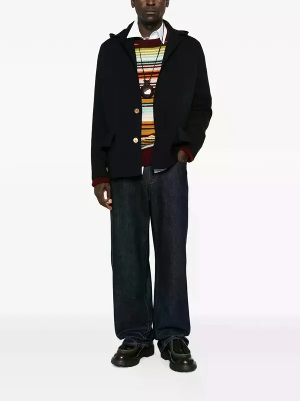 Sacai Hooded Gold-tone Button Blazer