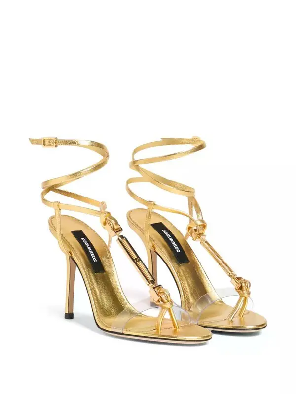 Dsquared2 Metallic Leather Strappy High Heel Sandals
