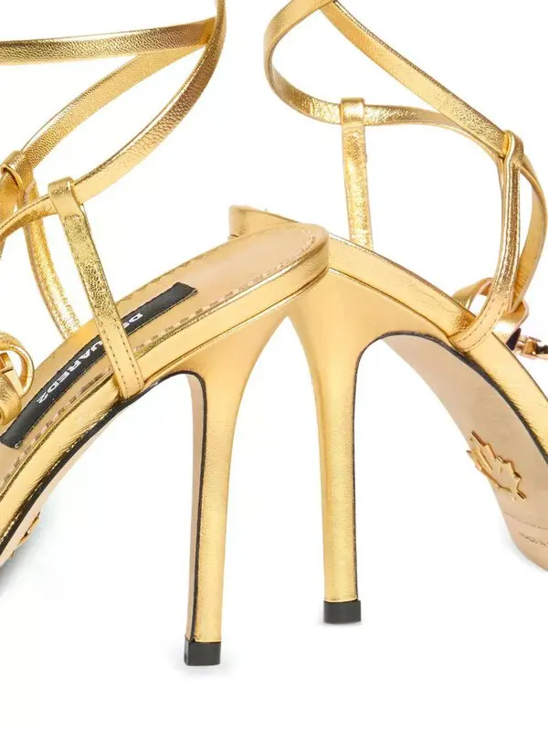 Dsquared2 Metallic Leather Strappy High Heel Sandals