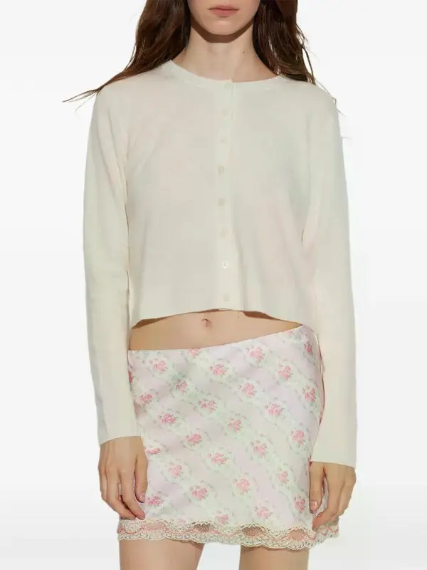 LoveShackFancy Cameyrn Cashmere Bow Detail Cropped Cardigan