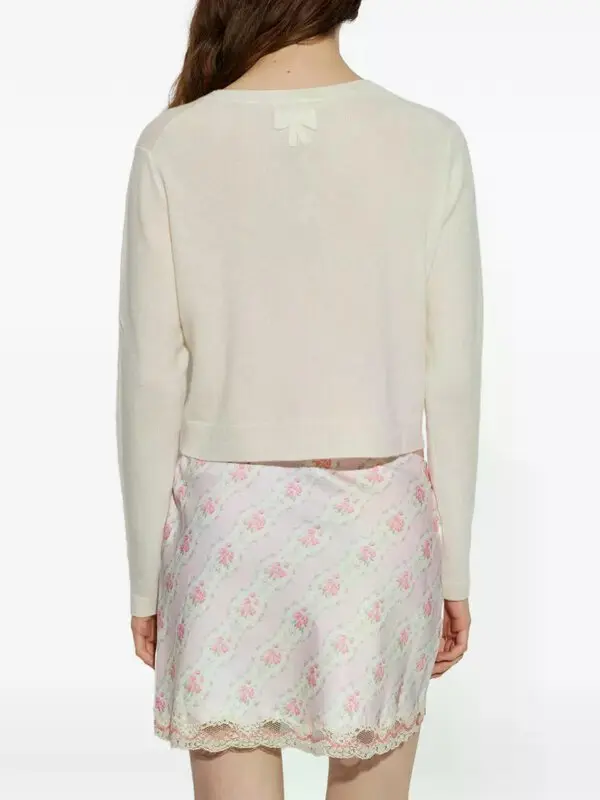 LoveShackFancy Cameyrn Cashmere Bow Detail Cropped Cardigan