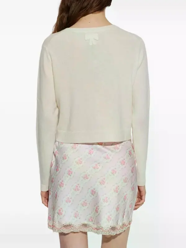 LoveShackFancy Cameyrn Cashmere Bow Detail Cropped Cardigan - Neutrals