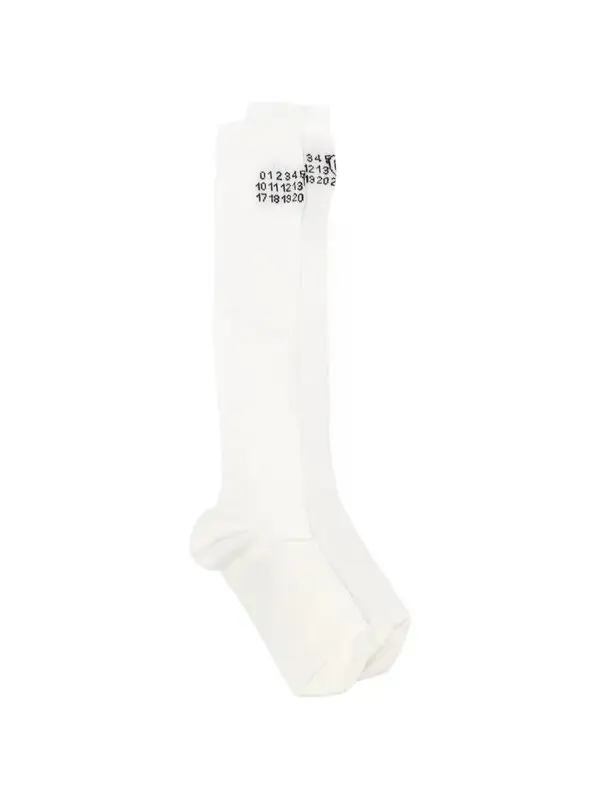 MAISON MARGIELA Numeric Logo Knee High Socks - Neutrals