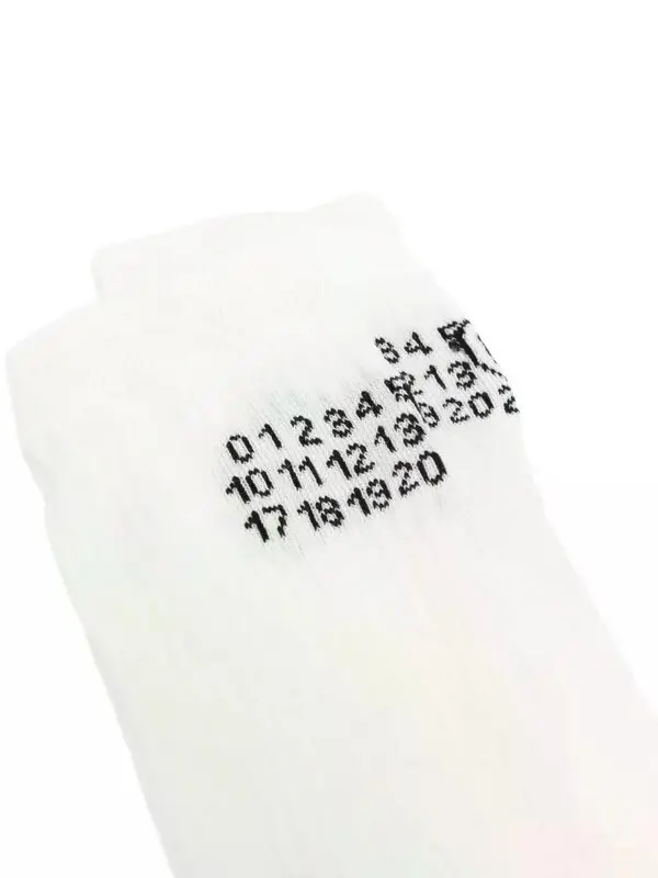 MAISON MARGIELA Numeric-logo Ribbed Socks - Neutrals