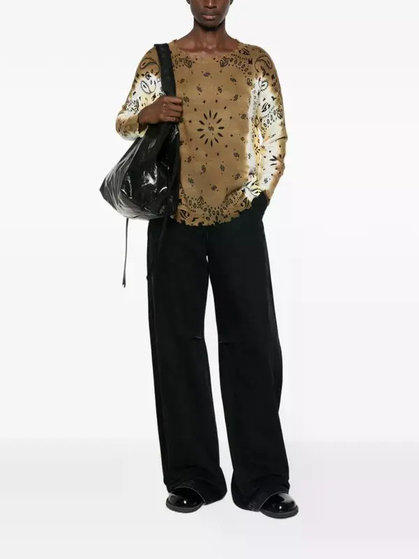 KUJTEN Bandana Print Distressed Sweater