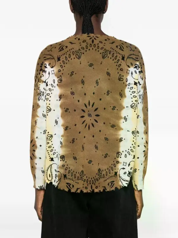 KUJTEN Bandana Print Distressed Sweater