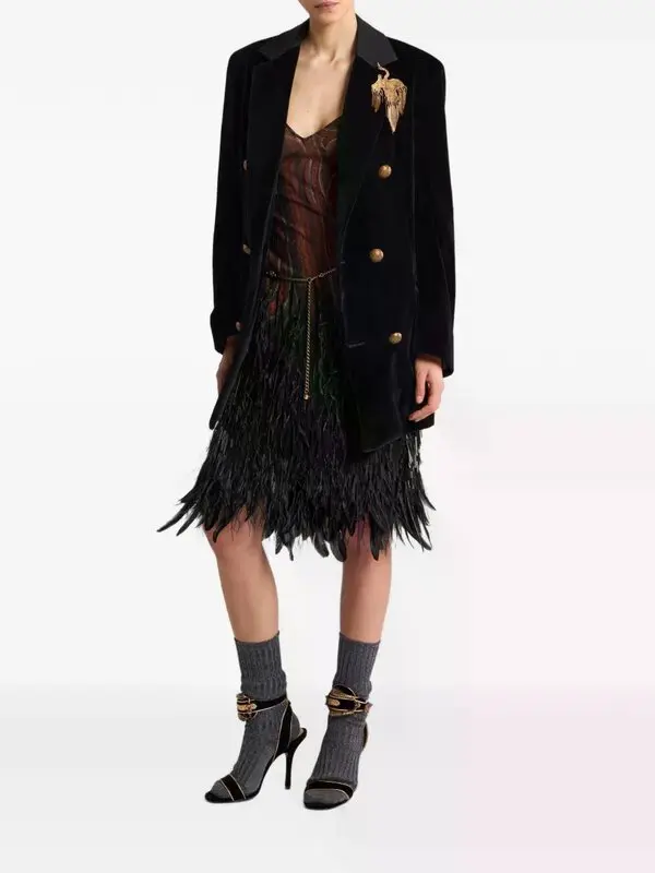 Etro Knee-length Dress With Sequins And Feather Detail - Brown