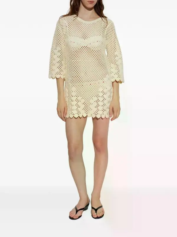 Posse Saskia Crochet-knit Mini Dress - Neutrals