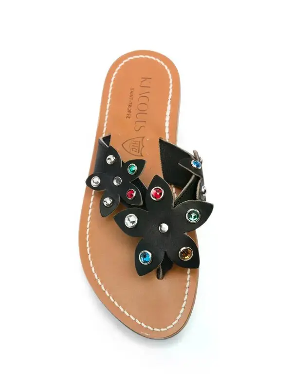 K.JACQUES Caravelle Crystal-embellished Floral-appliqué Sandals