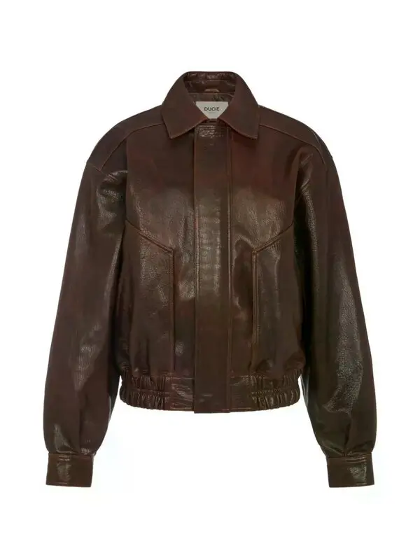 DUCIE Florence Calf Leather Bomber Jacket