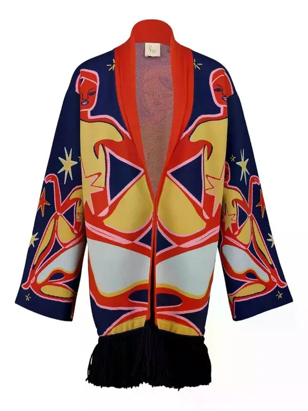 PAULA Jacquard Fringed Cardigan