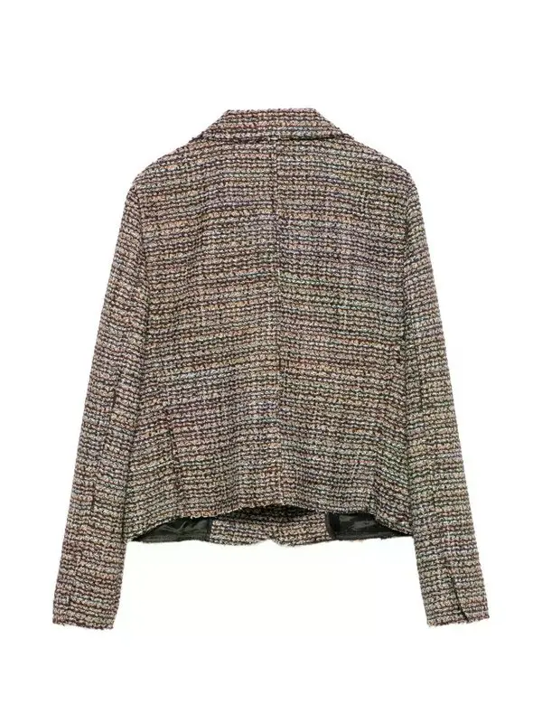 I BLUES Bouclé-knit Single-breasted Jacket - Brown