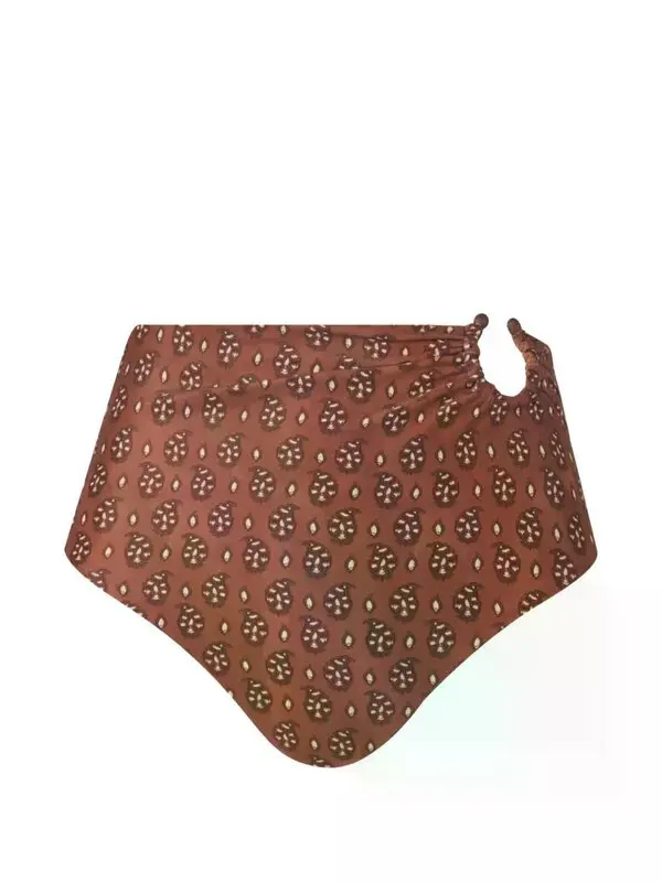 Johanna Ortiz Taita Paisley-print Bikini Bottoms - Brown
