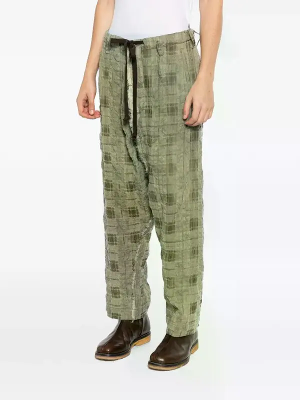 UMA WANG Check-pattern Drawstring Trousers