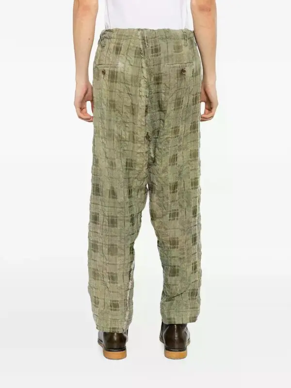 UMA WANG Check-pattern Drawstring Trousers
