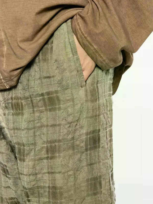 UMA WANG Check-pattern Drawstring Trousers