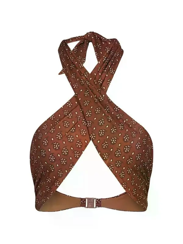 Johanna Ortiz Printed Bikini Top - Brown