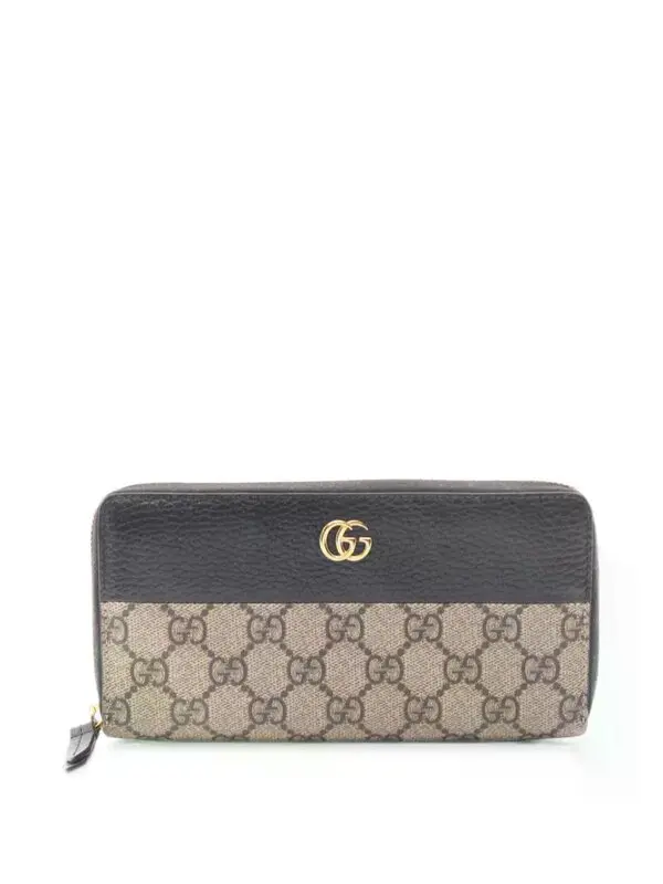 Gucci Gg Marmont Zip-around Wallet - Neutrals