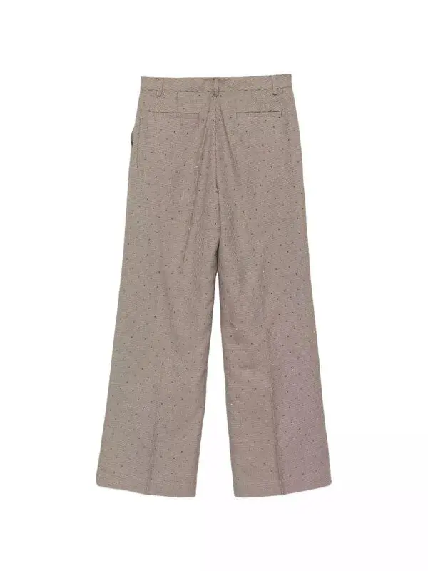 P.a.r.o.s.h Houndstooth Crystal Embellished Wide Leg Trousers