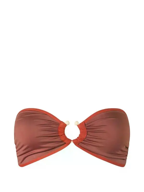 Johanna Ortiz Seawaters Ruched Bikini Top - Red