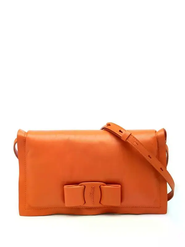 FERRAGAMO 2000-2026 Mini Padded Leather Viva Bow Crossbody Bag - Orange