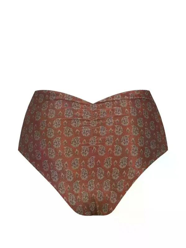 Johanna Ortiz Taita Paisley-print Bikini Bottoms - Brown