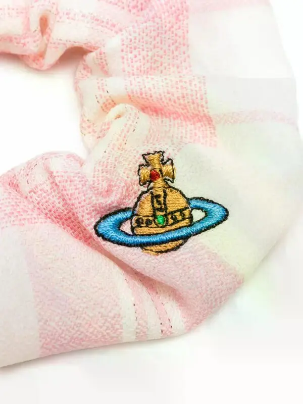 VIVIENNE WESTWOOD Orb-embroidered Check-pattern Scrunchie