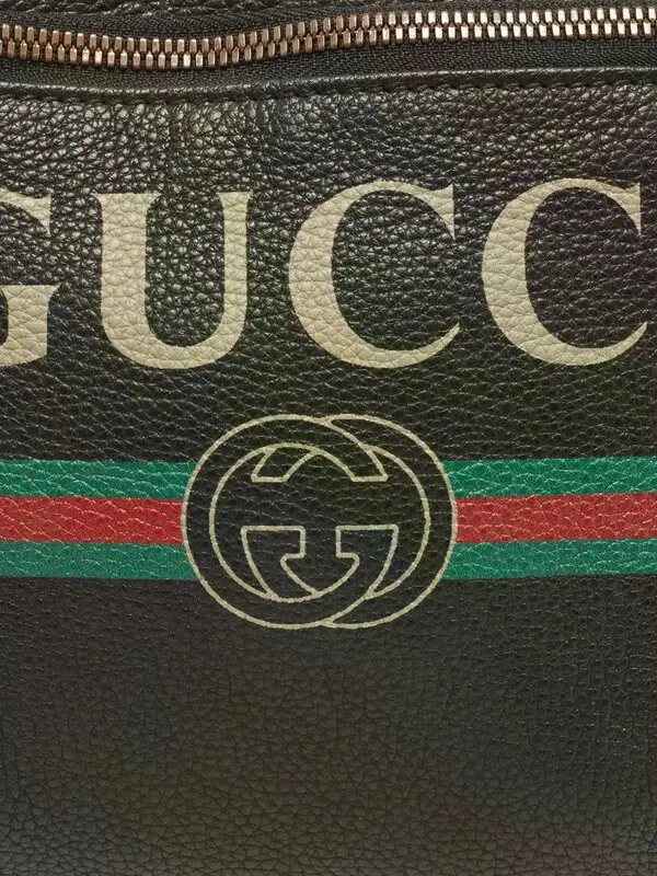 Gucci Logo Print Web Detail Belt Bag - Black