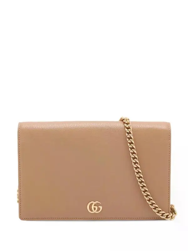 Gucci 2000-2015 Gg Marmont Leather Wallet On Chain Crossbody Bag - Neutrals
