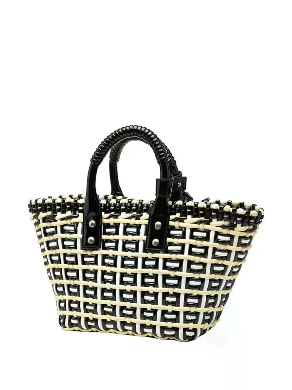 Balenciaga 2022 Faux Leather Bistro Basket Bag Xs Satchel - Yellow