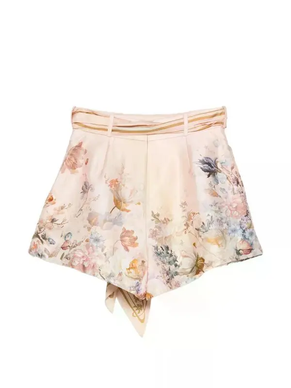 Zimmermann Floral-print Belted Shorts