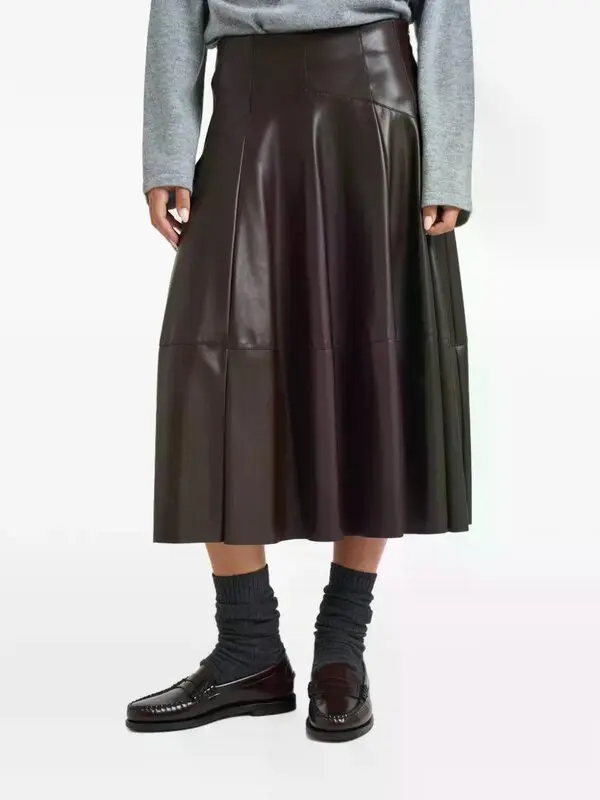 Liu Jo Panelled Pleated Midi Skirt - Brown