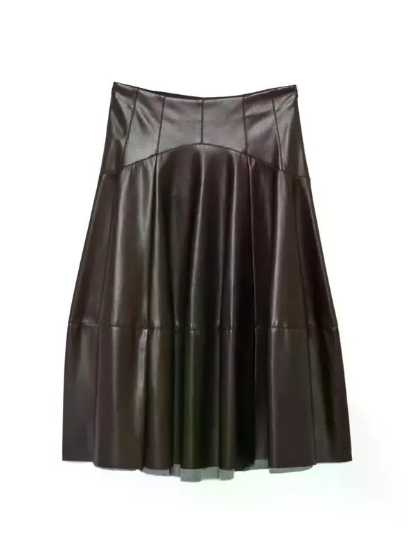Liu Jo Panelled Pleated Midi Skirt - Brown