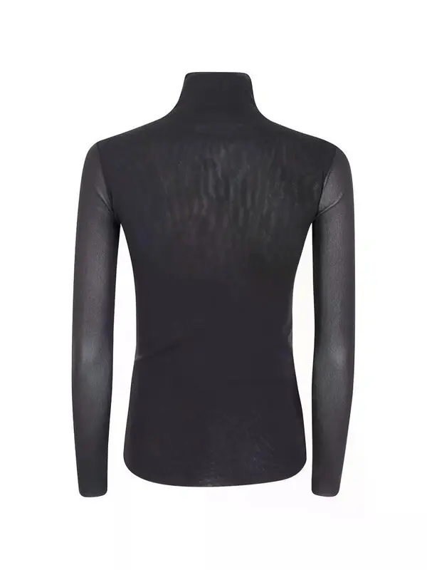 D.exterior Sheer High-neck Top