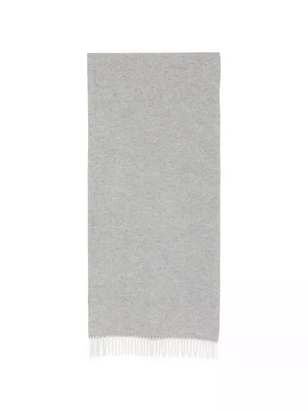 GRAN SASSO Herringbone-pattern Fringed Scarf - Grey