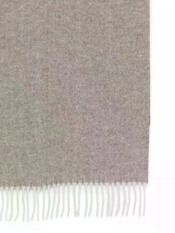 GRAN SASSO Herringbone-weave Fringed Scarf - Neutrals