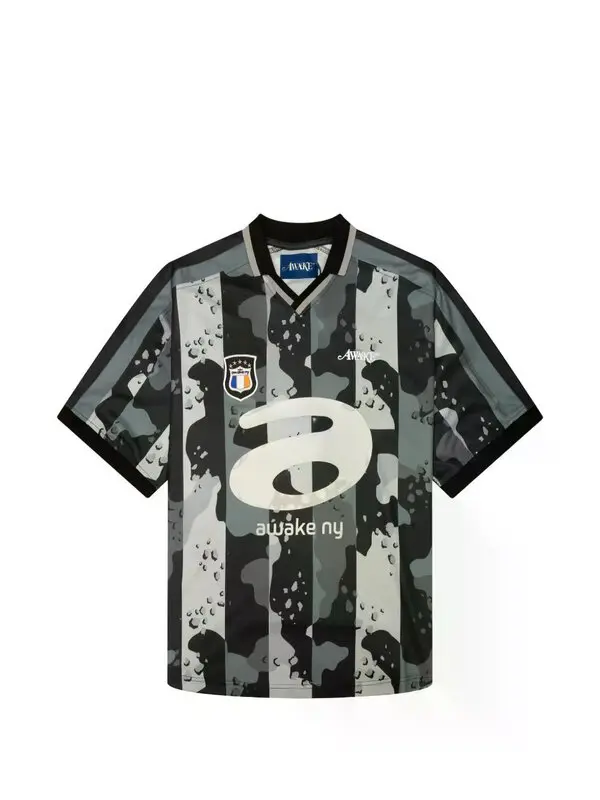 AWAKE NY Camo-print Striped T-shirt