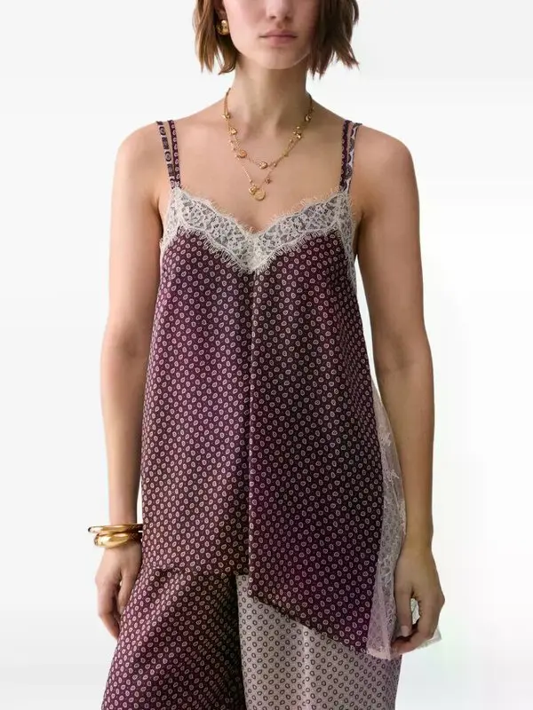 Liu Jo Lace-trim Asymmetric Top - Purple