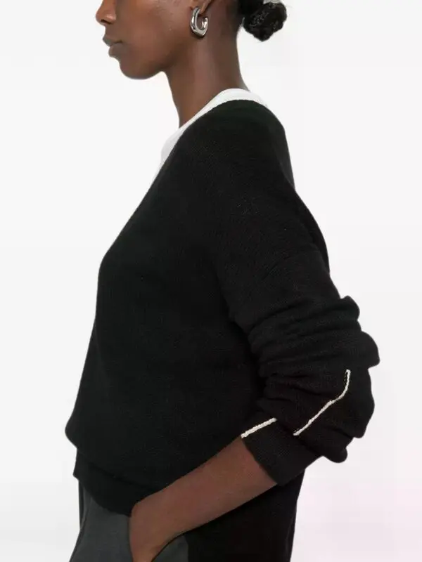 Eric Bompard V-neck Cashmere Sweater With Side Slits