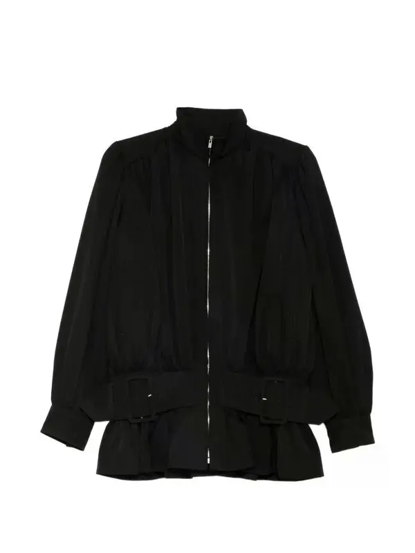 FETICO Belted Zip-up High Neck Long Sleeve Top