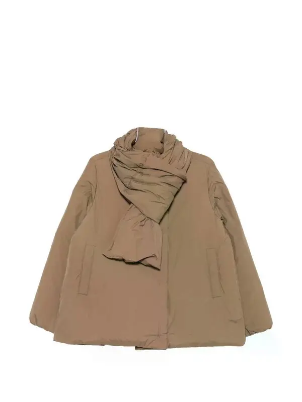 I BLUES Padded Scarf-detail Jacket - Neutrals