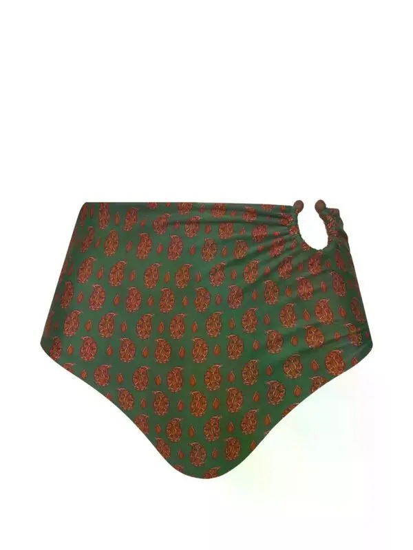 Johanna Ortiz Taita Paisley-print Bikini Bottoms - Green