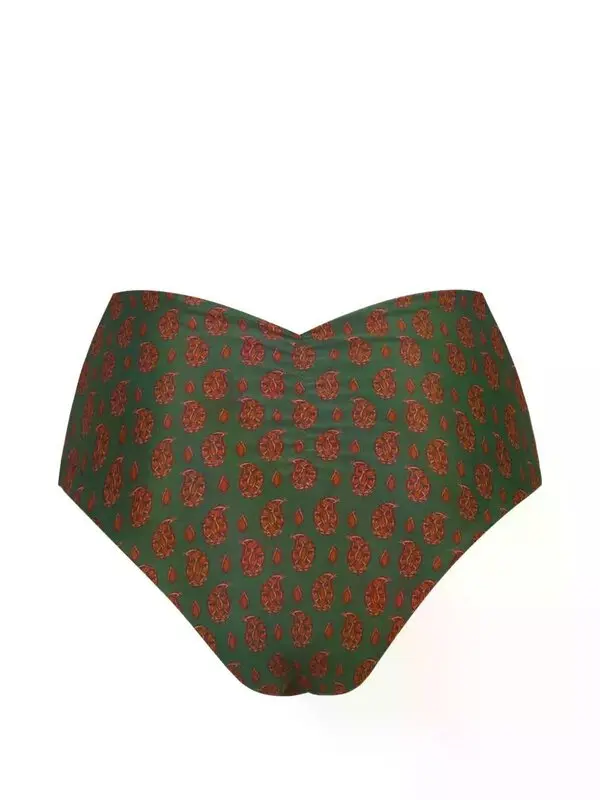 Johanna Ortiz Taita Paisley-print Bikini Bottoms - Green