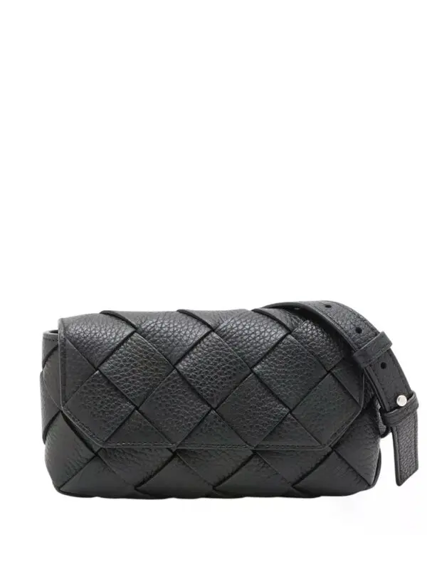 Bottega Veneta Grained Calfskin Intreccio Diago Belt Bag - Black