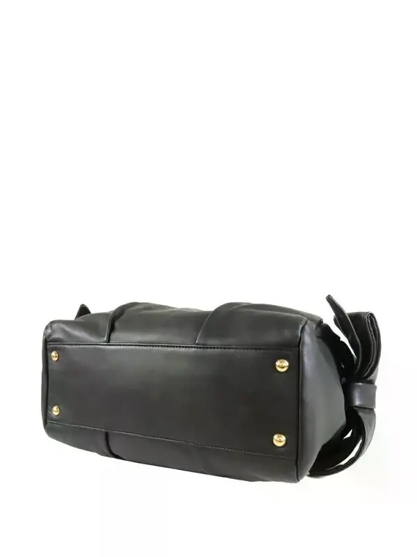 FERRAGAMO 2000-2010 Calfskin Vara Braided Handle Shoulder Bag