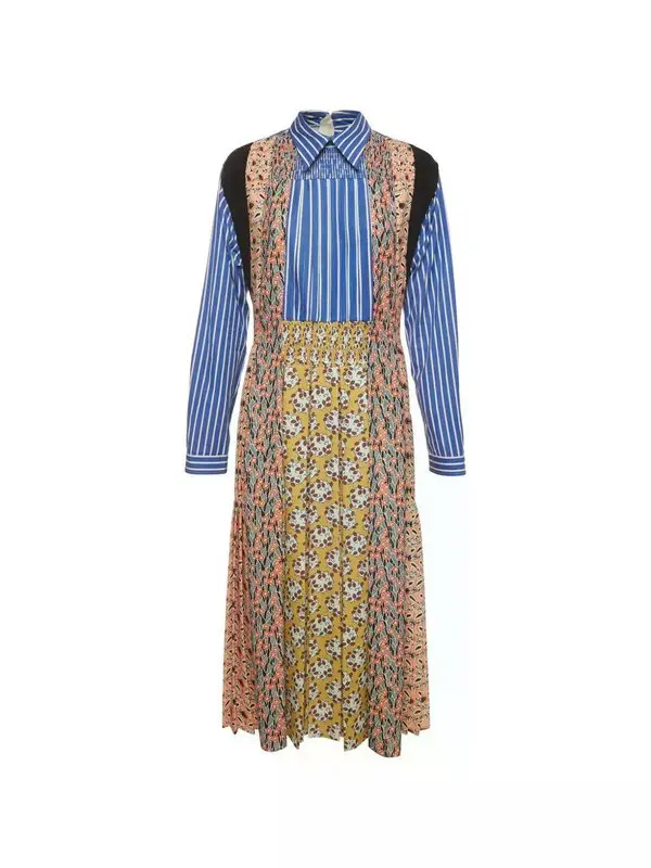 Prada Printed Long-sleeve Midi Dress