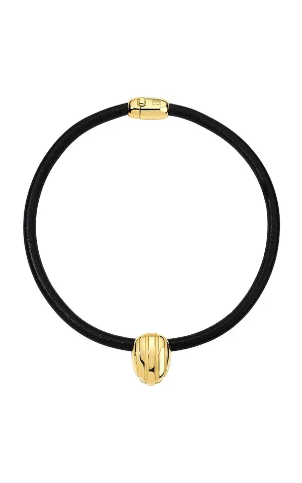PAMELA ZAMORE 18k Yellow Clip Pendant On Leather Cord Necklace - Gold