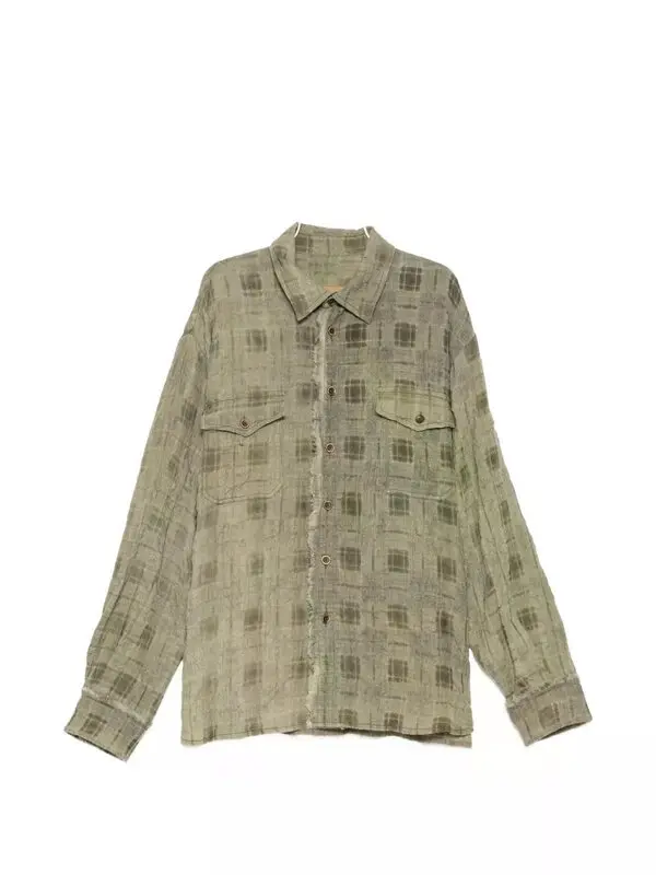 UMA WANG Checked Frayed-edge Shirt